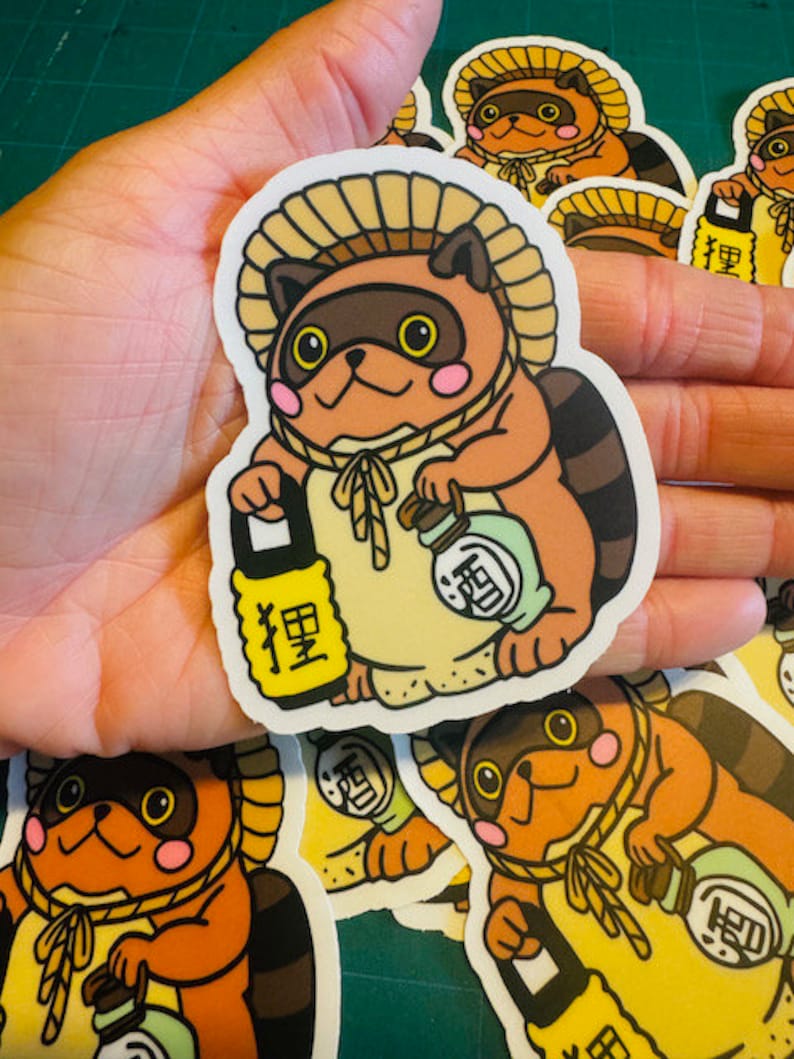 Japanese Tanuki Sticker - Japan Good Luck Prosperity - Car Laptop ...