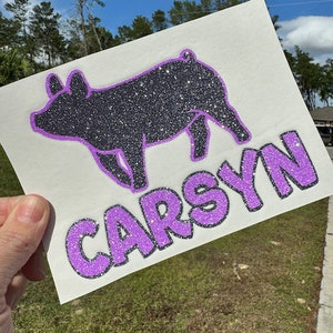 Glitter Hog Name Decals - Custom Pig Sprayer Stickers - Laptop Water ...