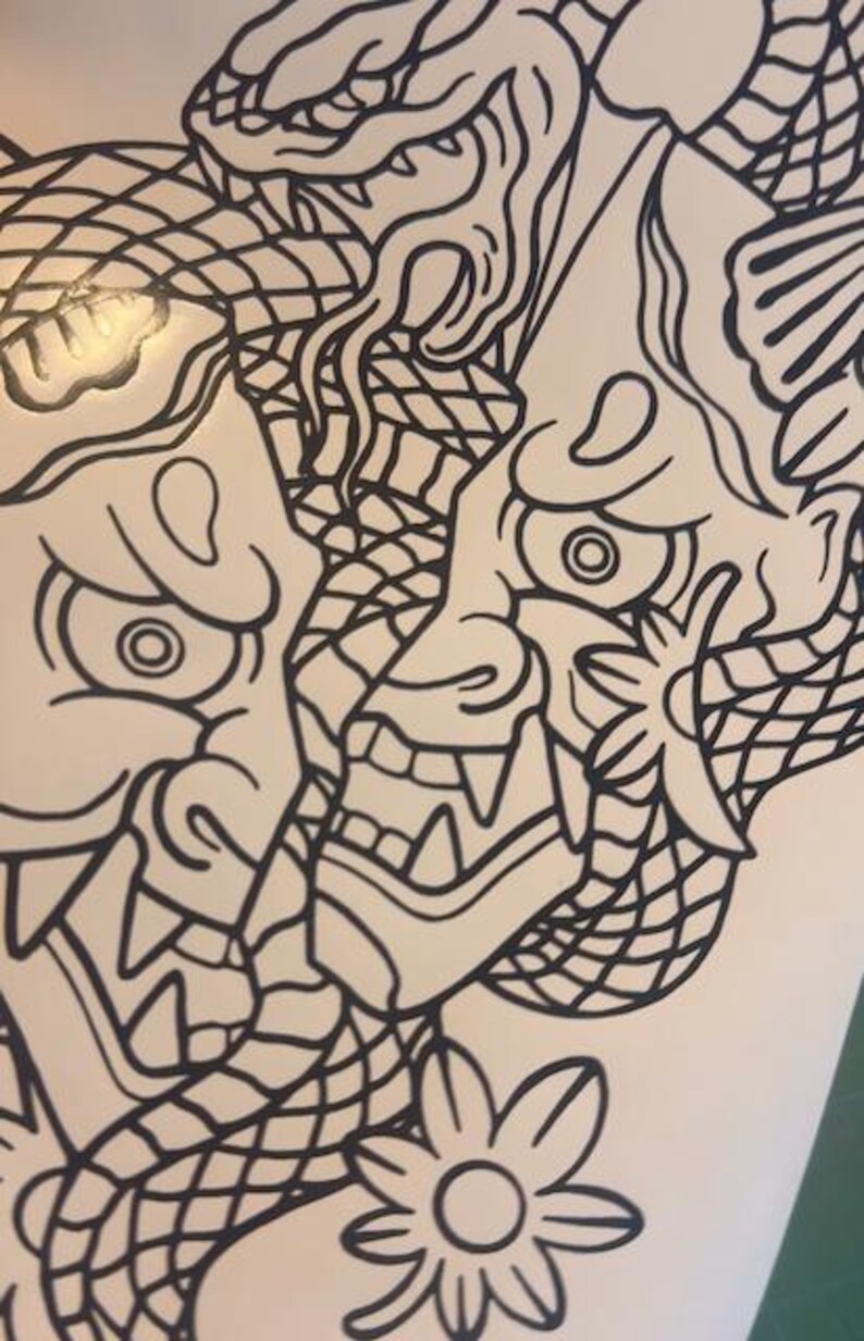 Japanese Tattoo Oni Mask Snake Decal - Flash Art Vinyl Car Motorcycle ...