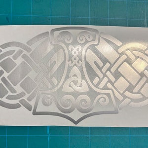 Mjolnir Norse Symbol Sticker - Thors Hammer Celtic Knot Band ...