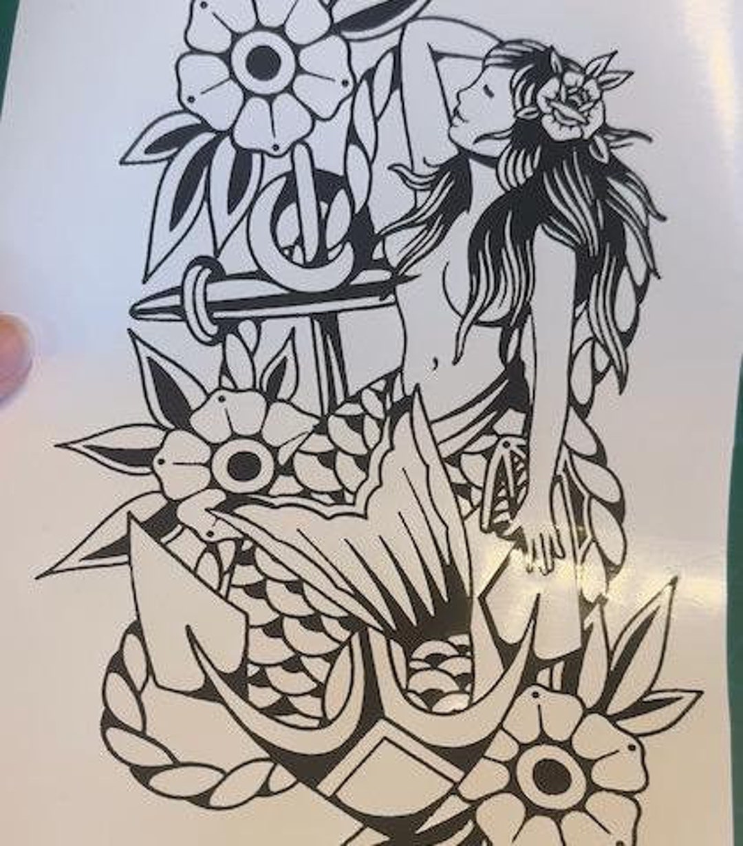 American Traditional Tattoo Mermaid Decal - Flash Art Vinyl Car ...