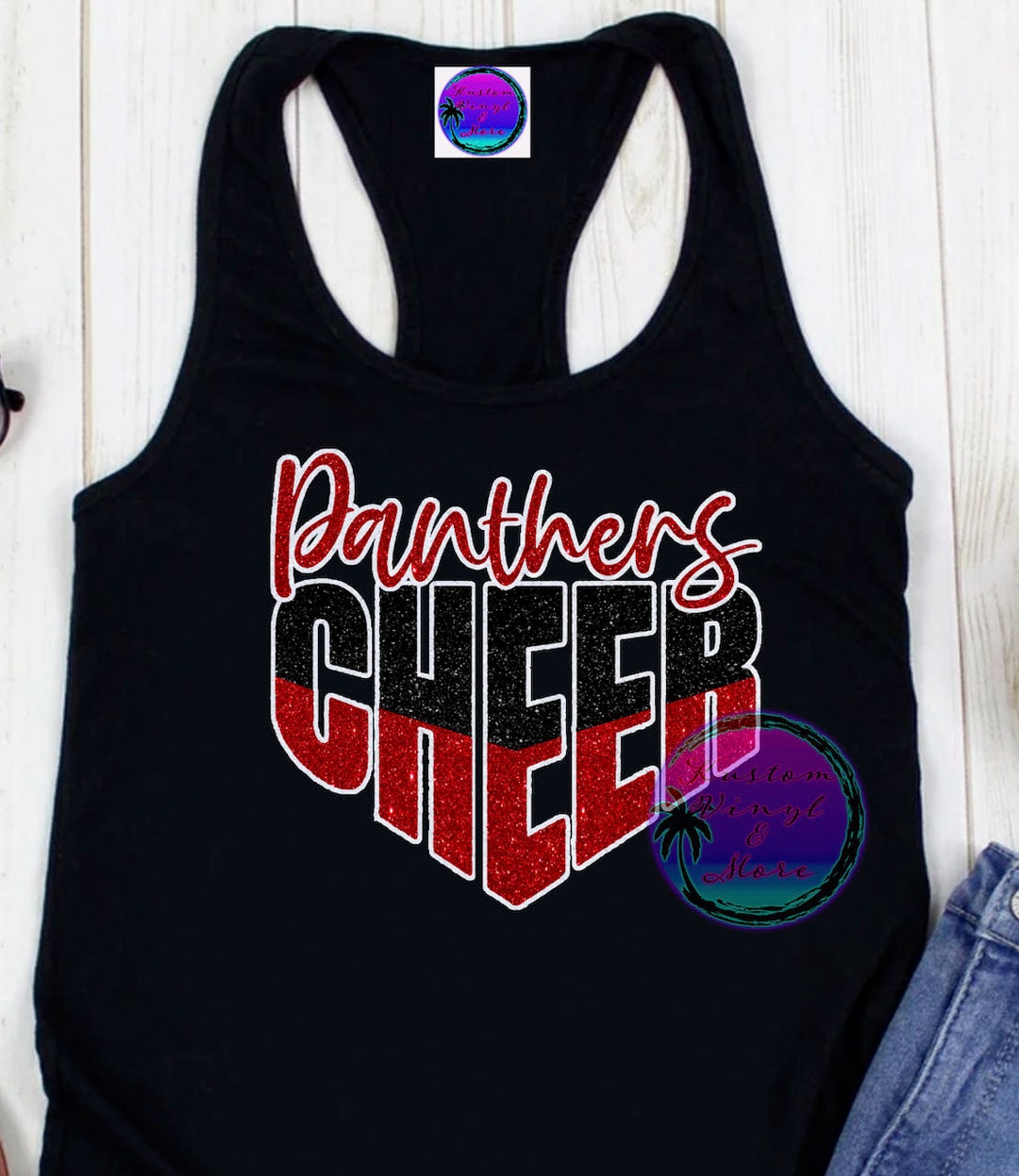 Custom Glitter BIG Cheer Tank Tops - Racerback Tanks - School Team Name ...