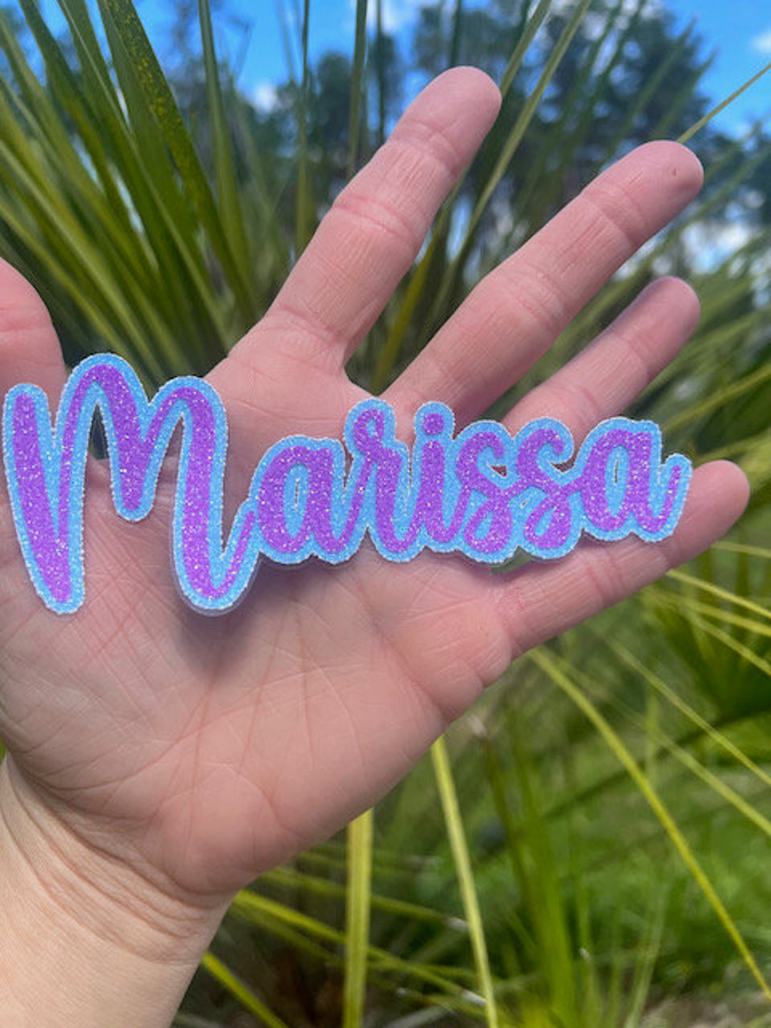 Custom Name Glitter Stickers- Cursive Font Decal - Laptop Water Bottle ...