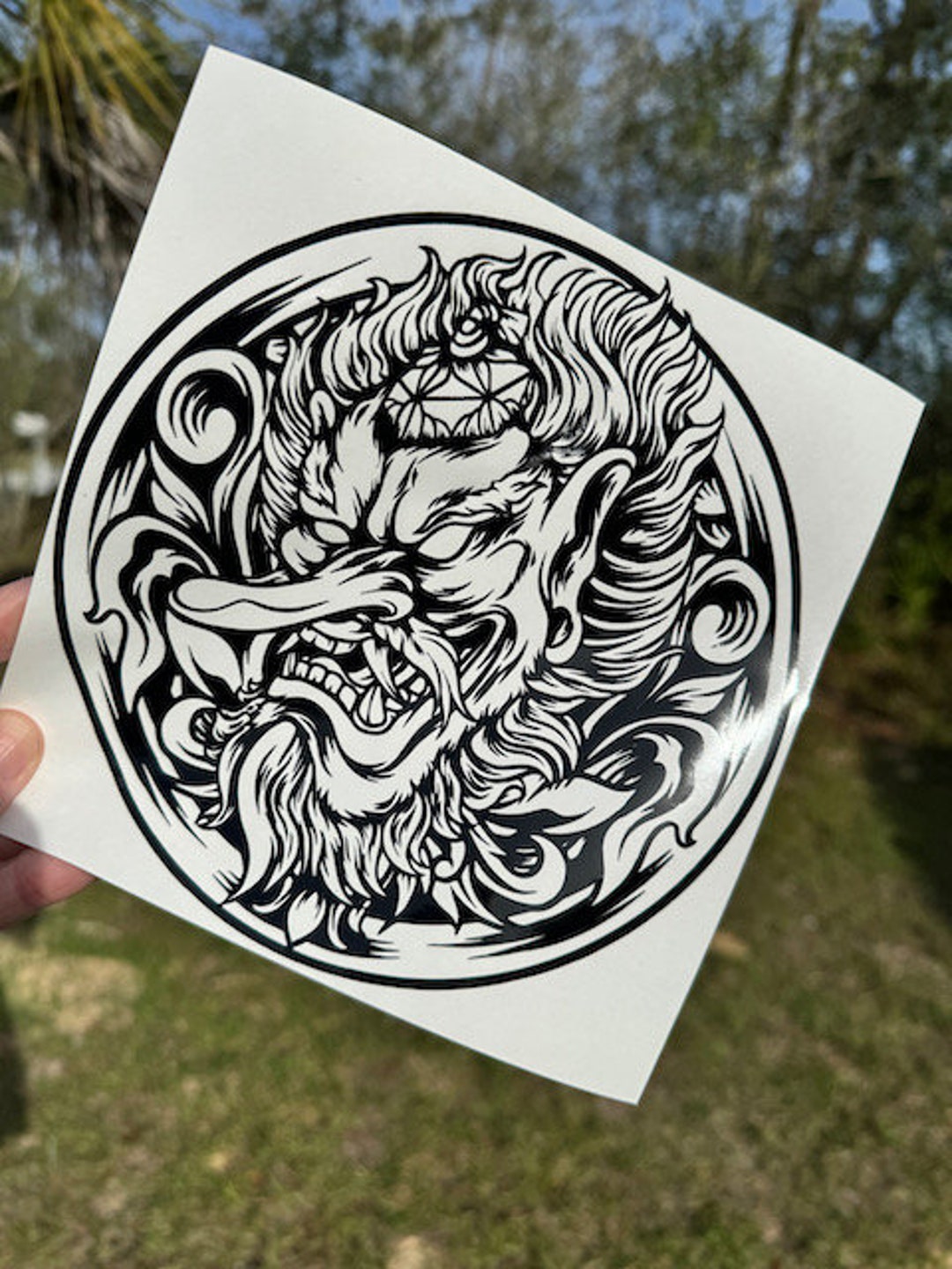 Japanese Oni Mask Decal - Samurai Hannya Kabuki Kami Kitsune Yōkai ...