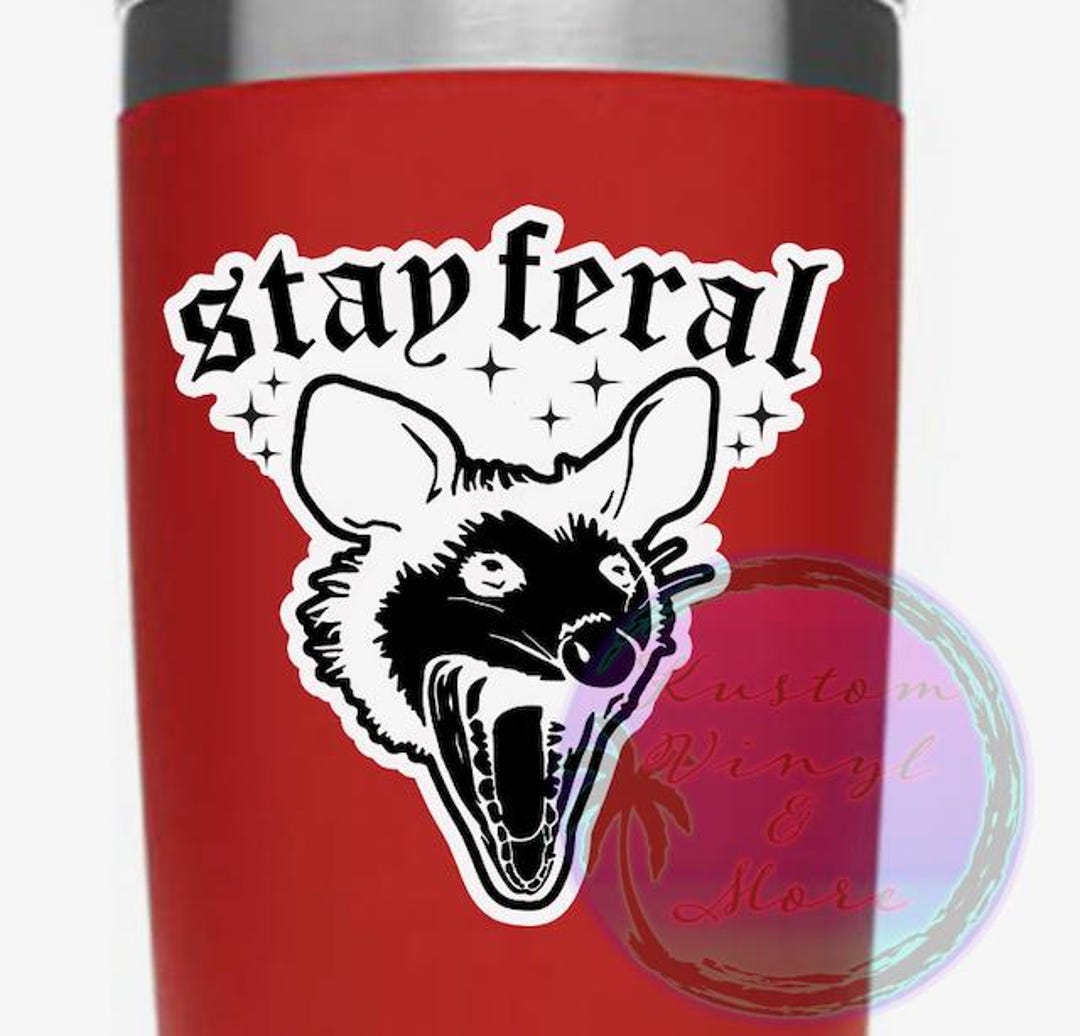 Stay Feral Screaming Opossum Sticker 3.5"x3.3" - Car Truck Laptop ...