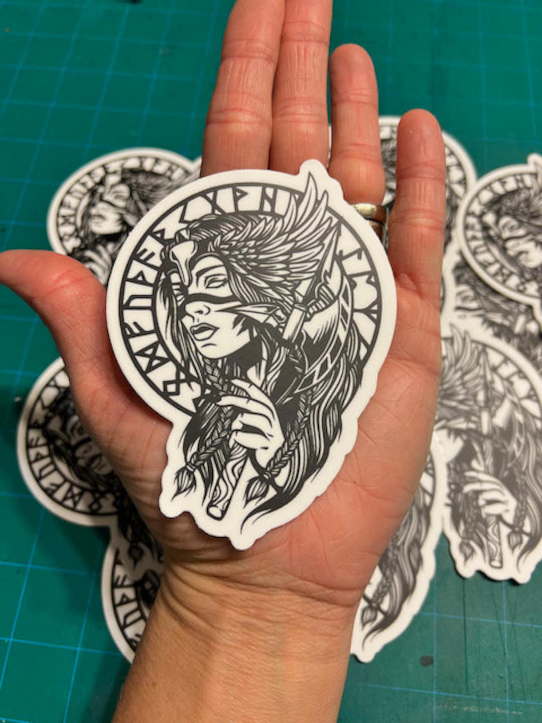 Viking Valkyrie Sticker - Vegvisir Futhark Runes - Norse Mythology ...