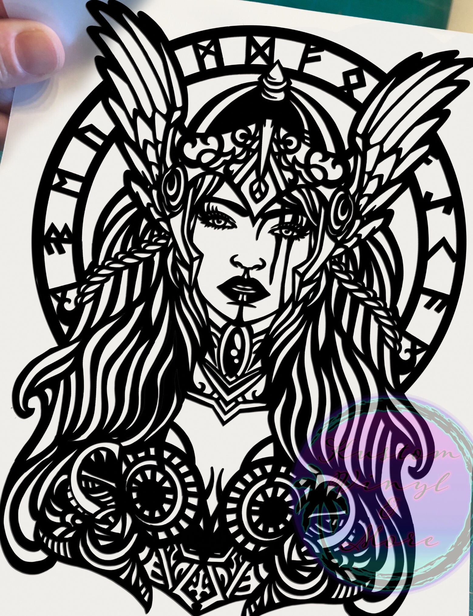Viking Freja Futhark Sticker Decal - Nordic Freya Goddess Cats -freyja ...