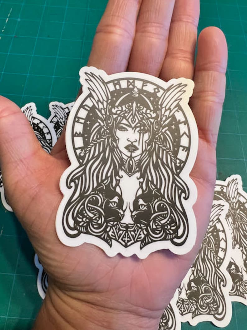 Viking Freja Sticker Nordic Freya Goddess Cats freyja Pagan - Etsy