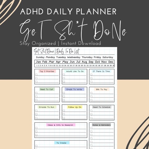 ADHD LARGE PRINT Daily Planner to Do List Productivity Day - Etsy