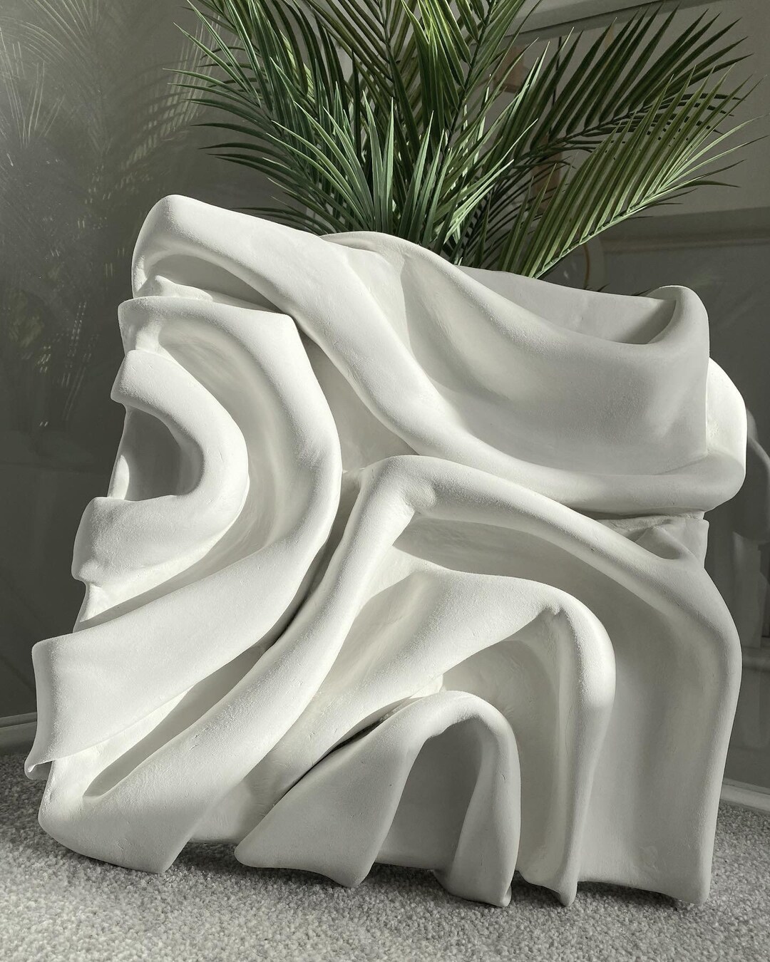 Draped Plaster Art Minimalist 3D white Scandinavian Inspired - Etsy