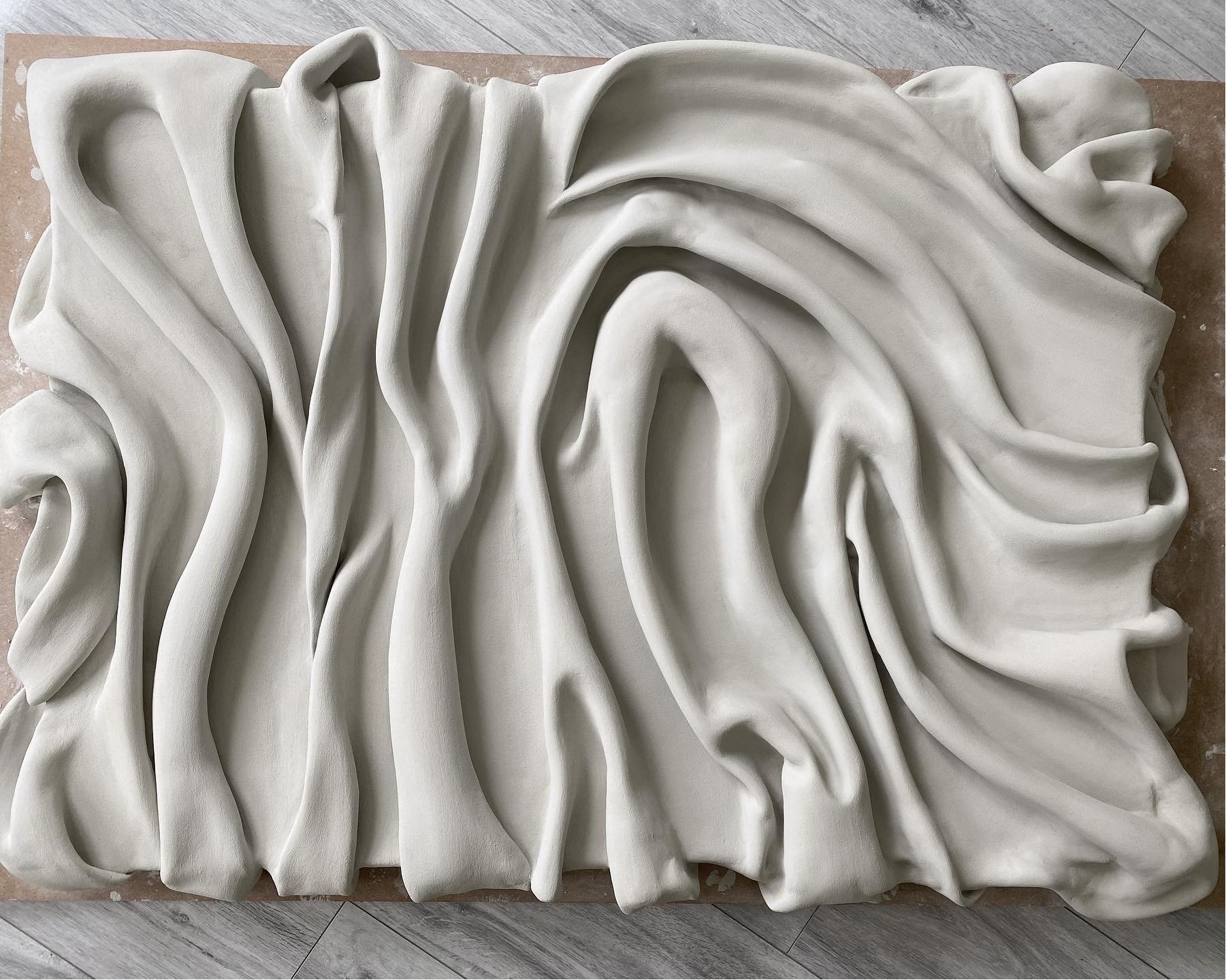 Draped Plaster Art Minimalist 3D (white Scandinavian Inspired, Textured ...