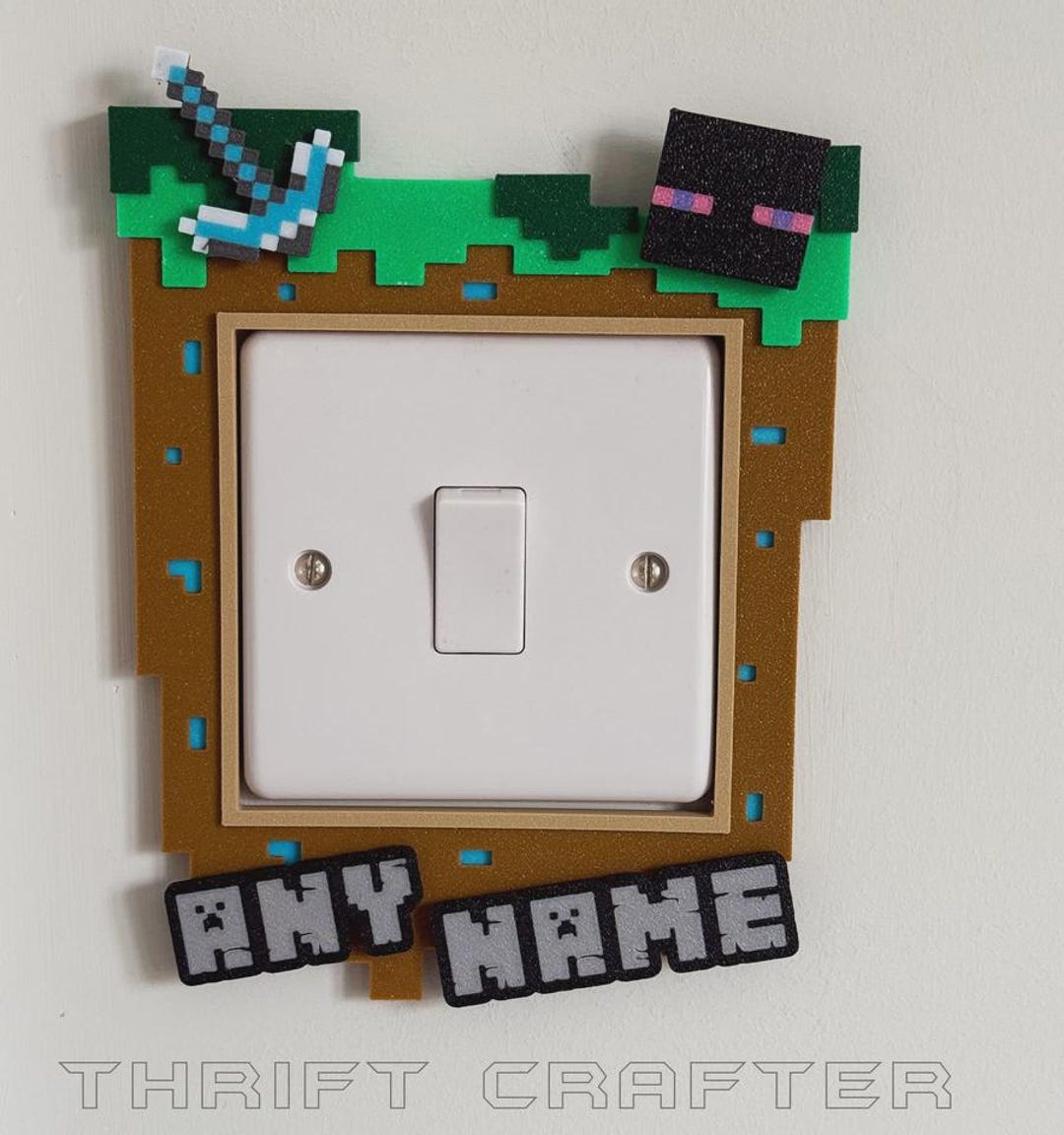 Personalised Mining Craft Light Switch Cover - Children's Bedroom / Fun ...