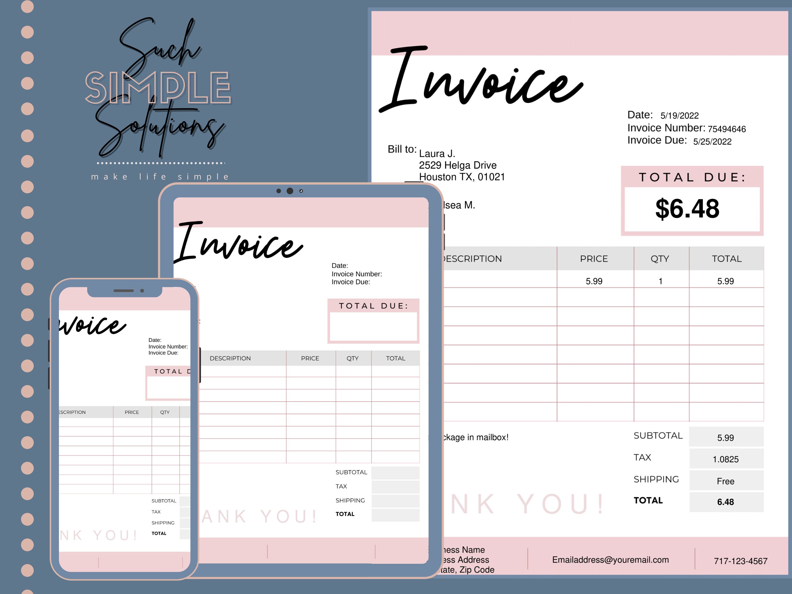 Order Form Template Invoice Template Invoice Form - Etsy