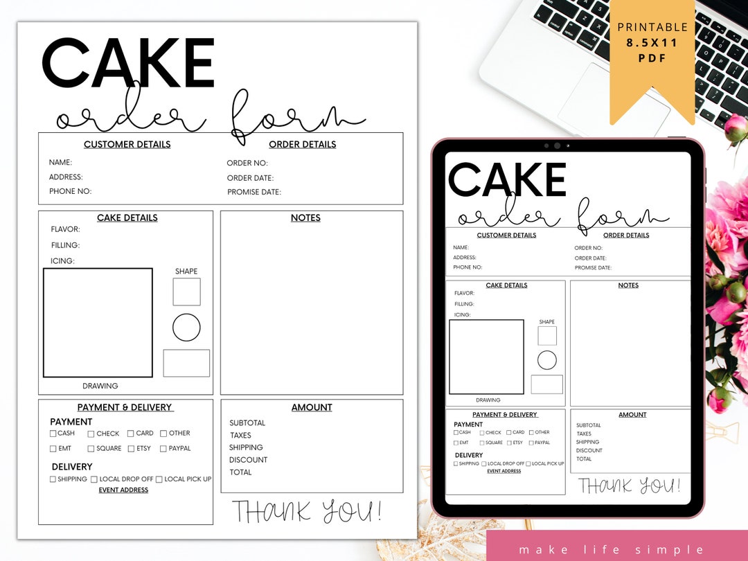 Cake Order Form Cake Order Form Template Cake Order Form Printable Cake ...