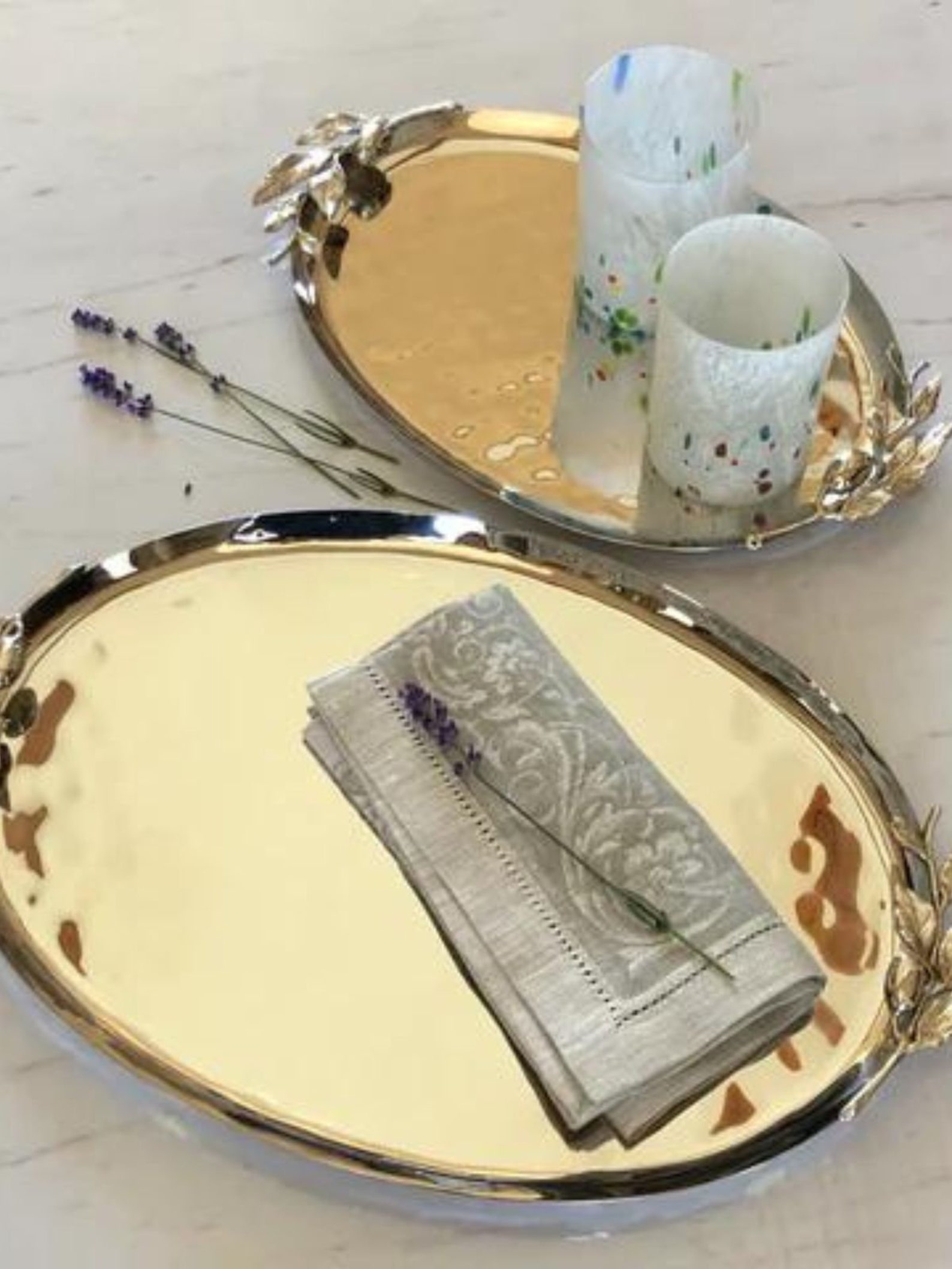 Stainless Steel Medium Oval Tray With Olive Leaf Design - Etsy