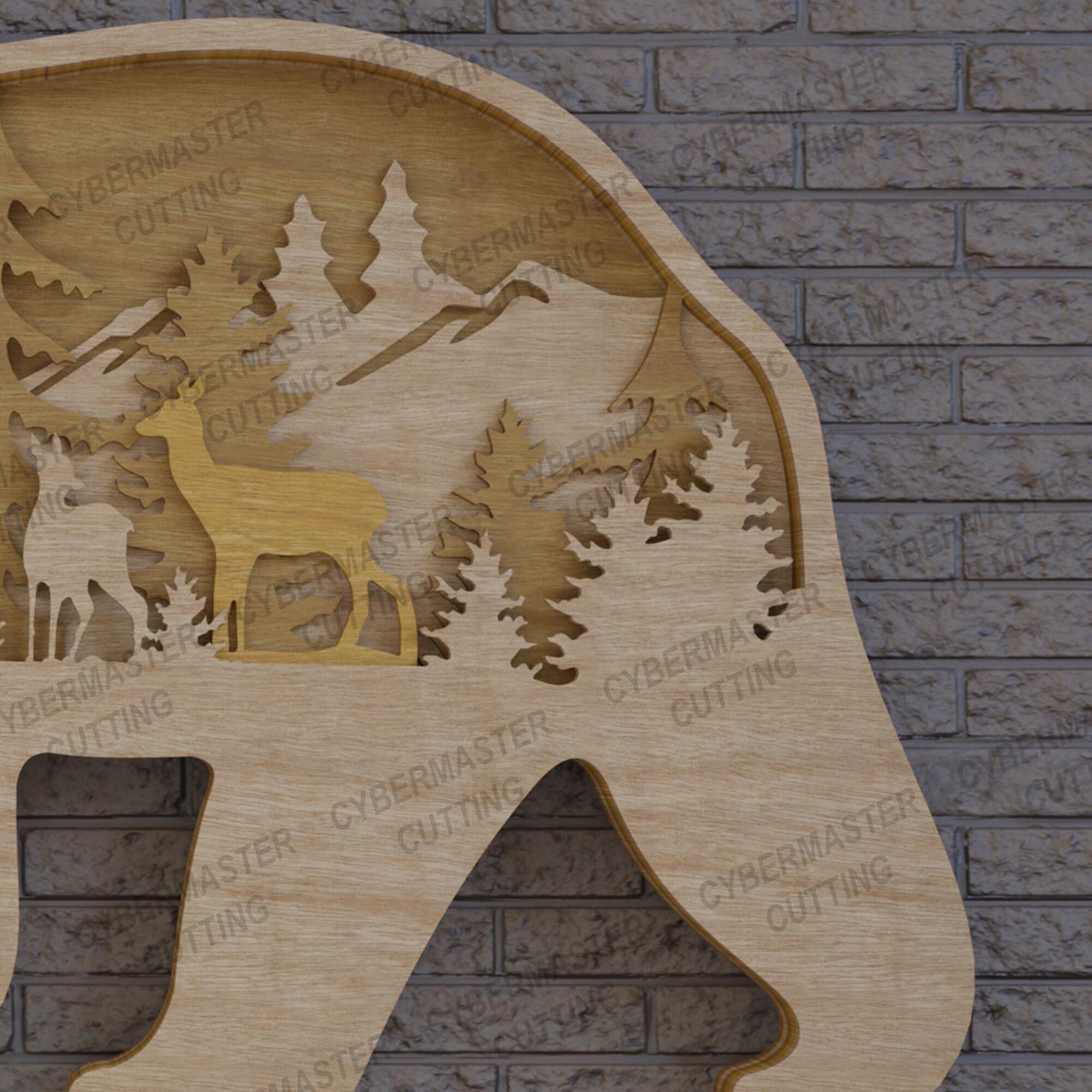 Bear Multilayer Laser Cut File Digital Model Pattern Instant Download SVG DXF Vector Files CNC ...