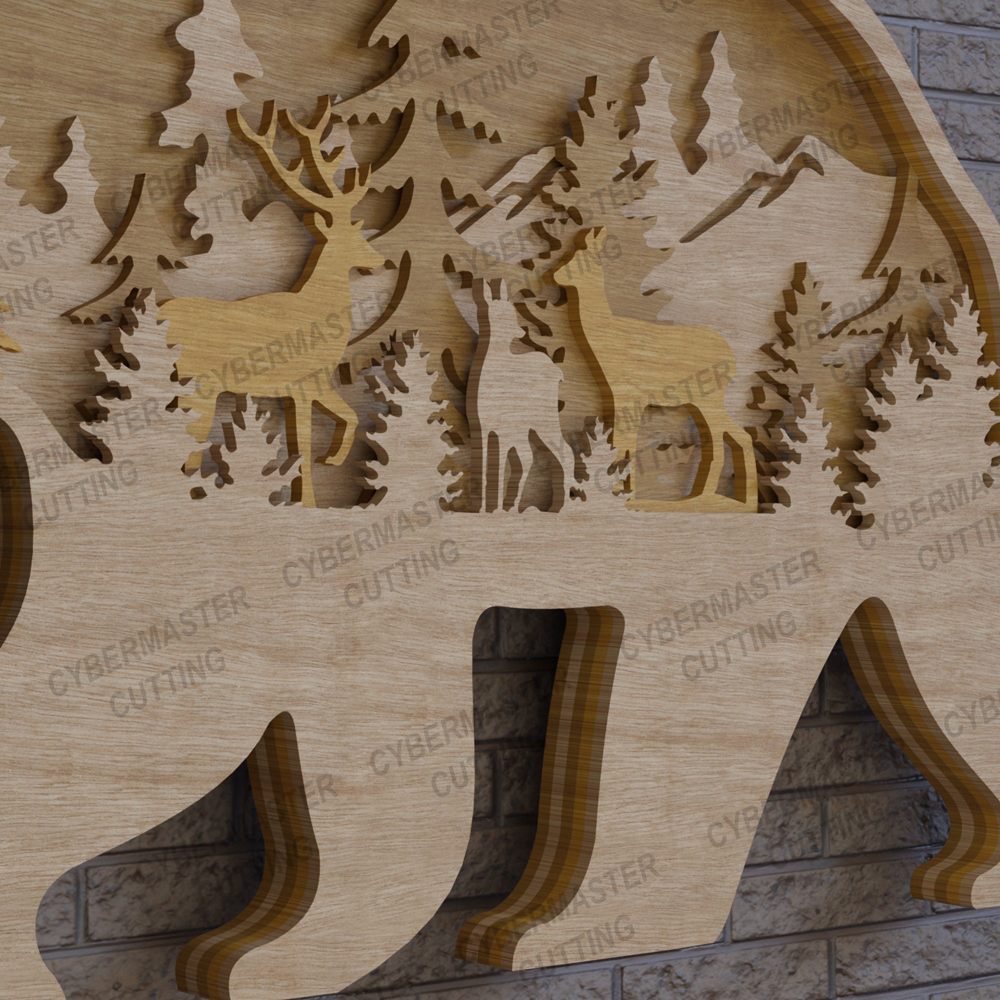 Bear Multilayer Laser Cut File Digital Model Pattern Instant Download SVG DXF Vector Files CNC ...