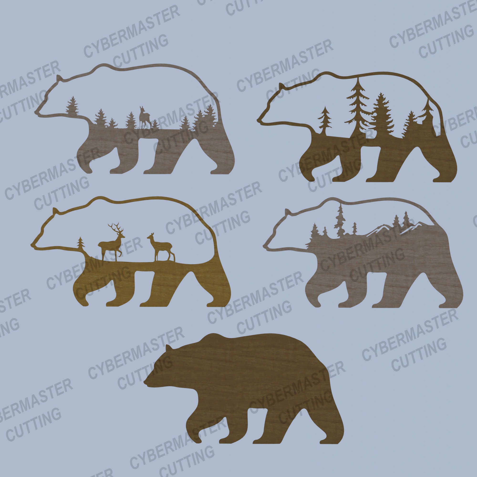 Bear Multilayer Laser Cut File Digital Model Pattern Instant Download SVG DXF Vector Files CNC ...