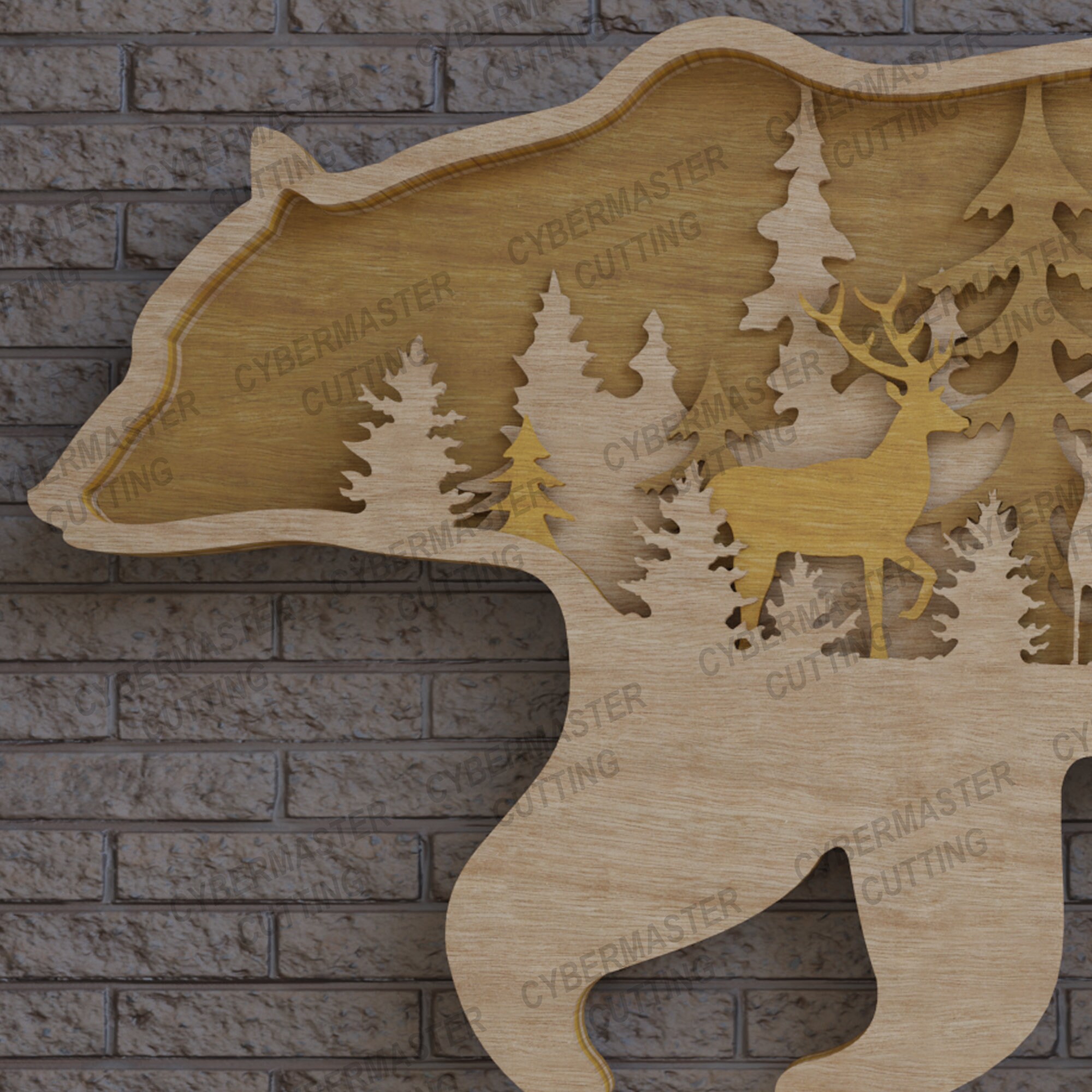 Bear Multilayer Laser Cut File Digital Model Pattern Instant Download SVG DXF Vector Files CNC ...