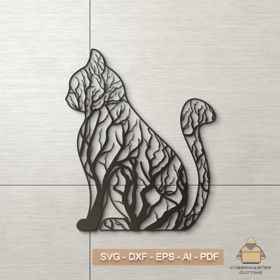 Cat Wall Art Laser Cut File, Cat Model Pattern Instant Download SVG DXF ...