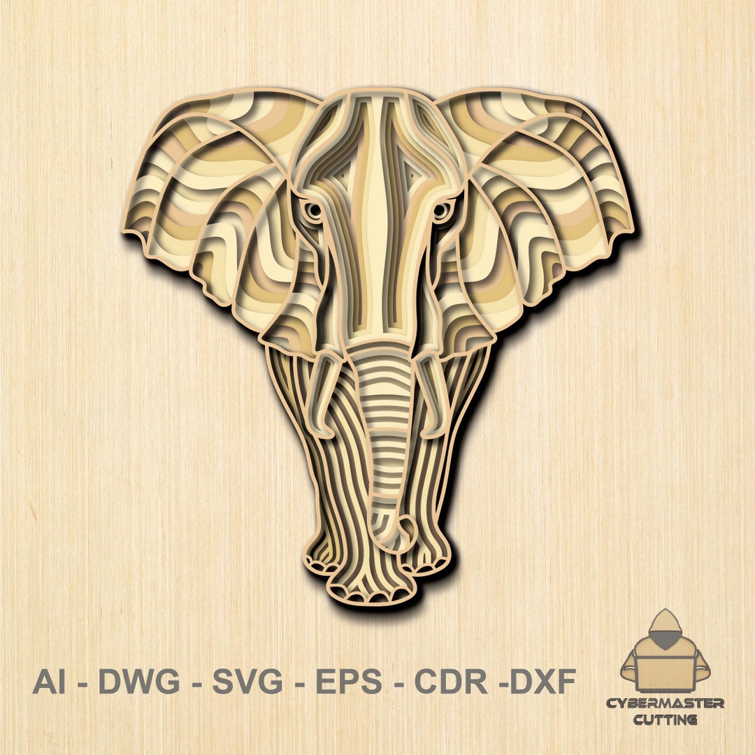 Elephant Type-2 Laser Cut Files | Elephant Multilayer Instant Download ...