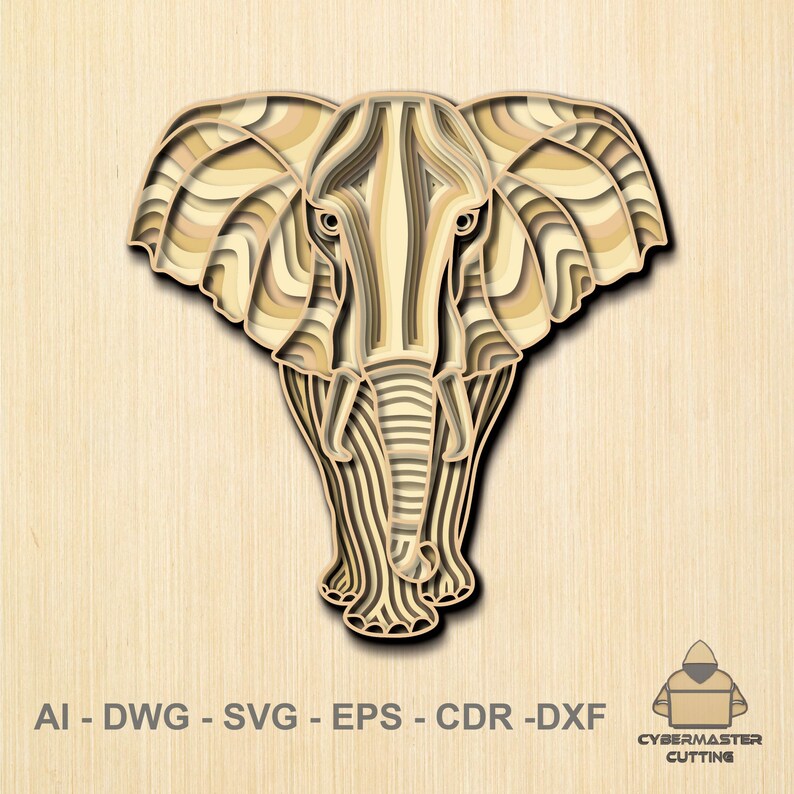 Elephant Type-2 Laser Cut Files | Elephant Multilayer Instant Download ...
