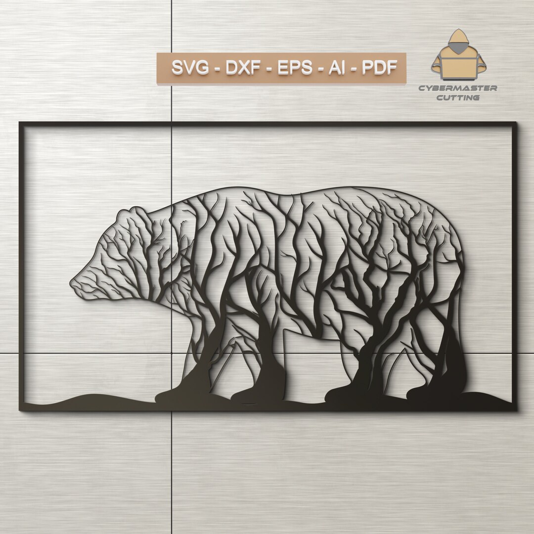 Bear Wall Art Laser Cut File, Bear Model Pattern Instant Download SVG ...