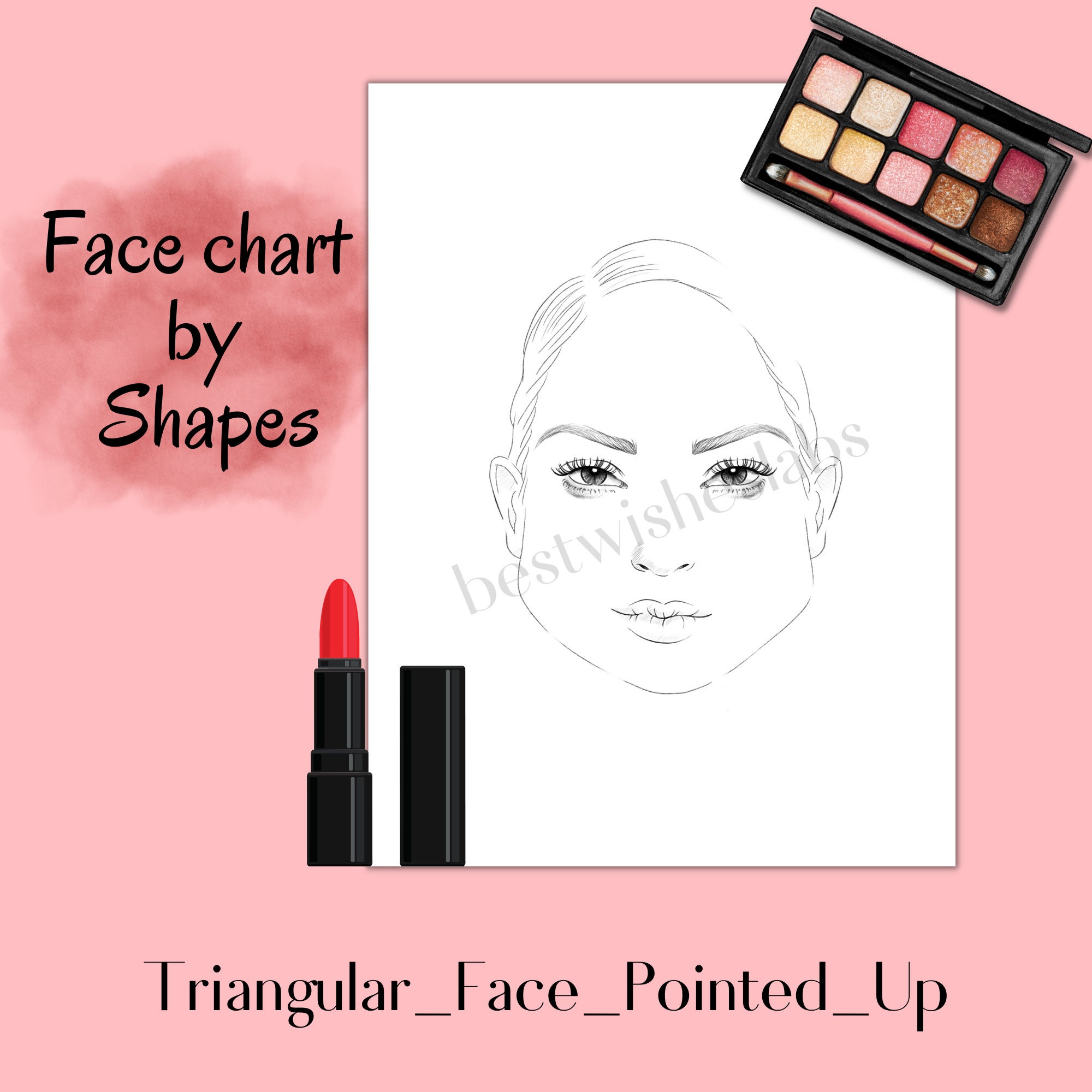 Blank Face Makeup Chart for Beginners, Digital Face Shape Chart ...
