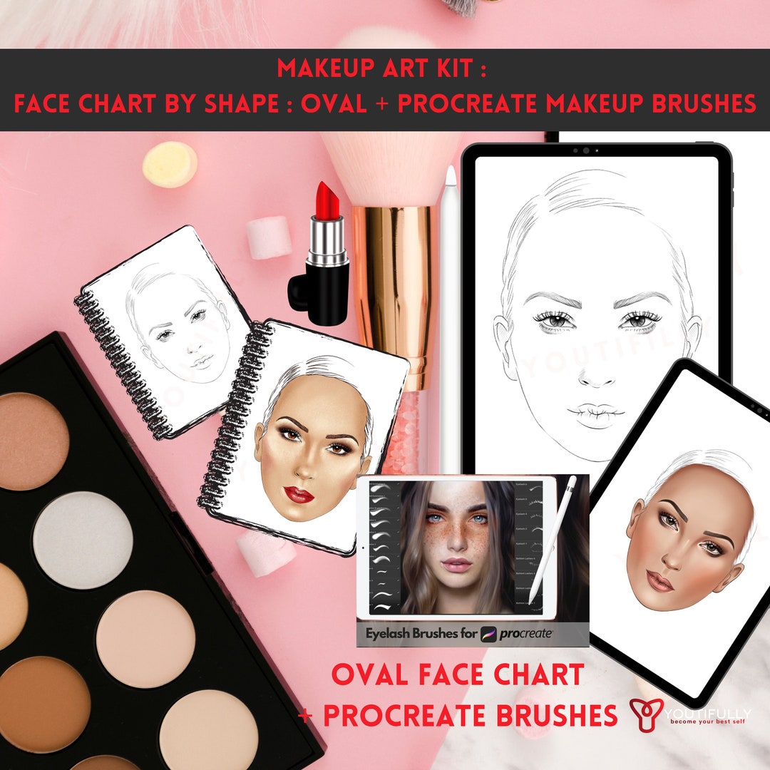 Procreate Makeup Brushes Makeup Face Chart Oval Face Chart - Etsy