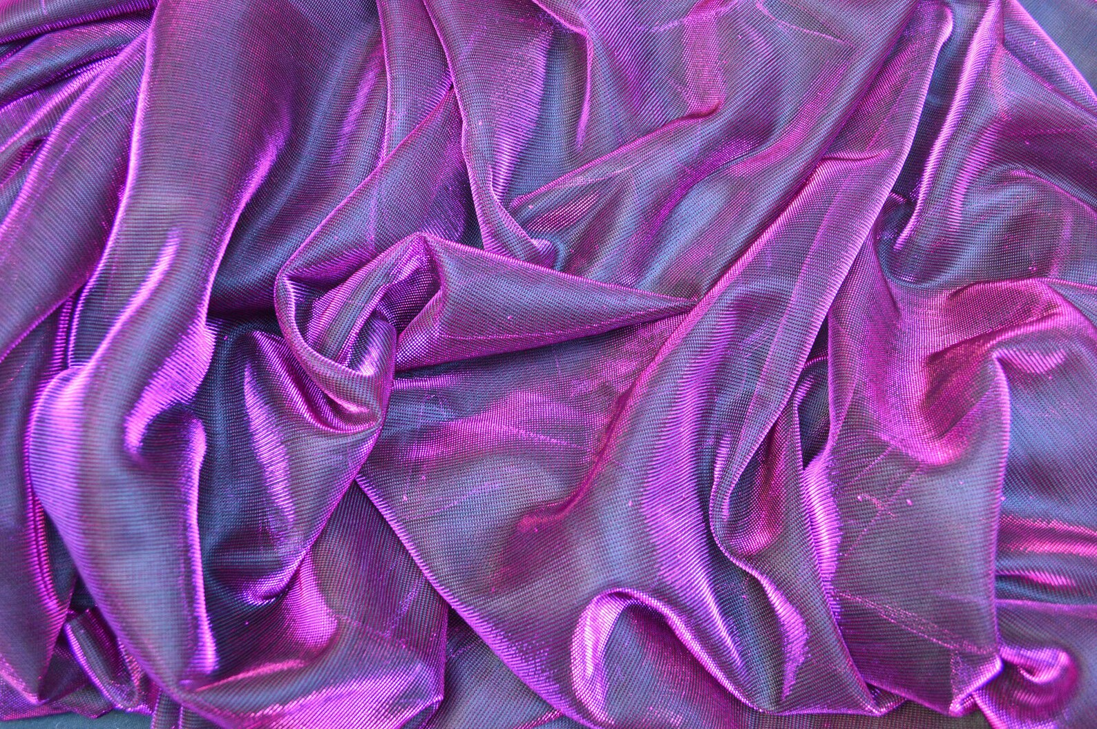 Fuschia Black Metallic Iridescent Refective Shiny Stretch Elastic Mesh ...