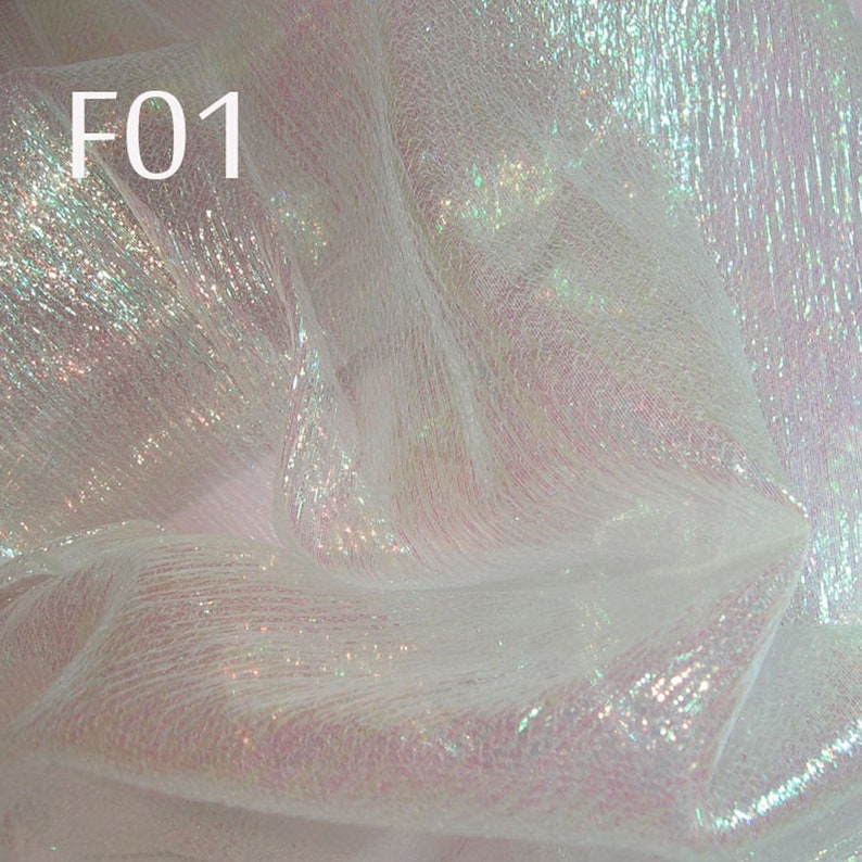 Fxx (1.2 Meter/47"wide) Reflective Crinkle Organza Shiny Mirror Crystal ...