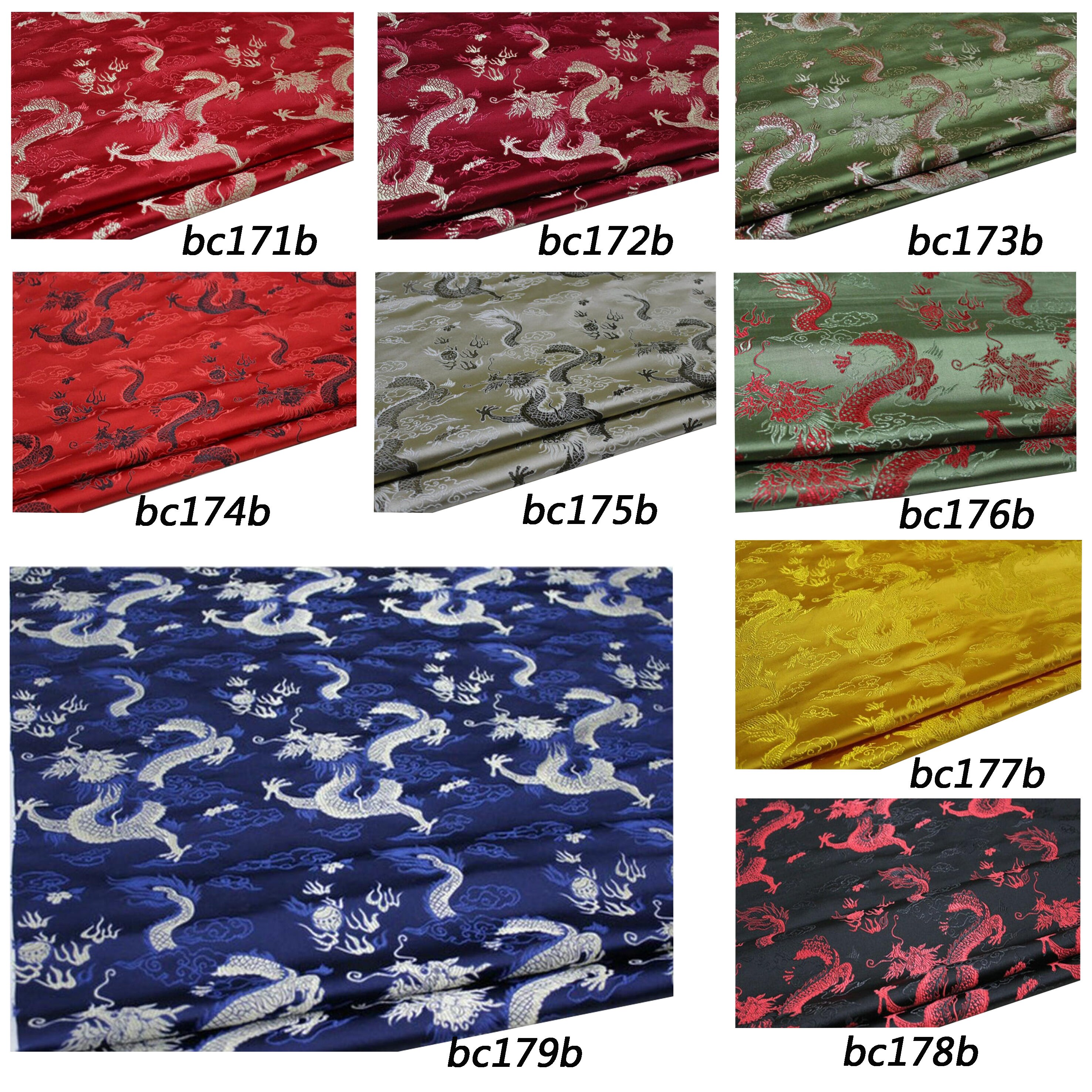 Faux Silk Brocade (big Fire Dragon) Jacquard Damask Kimono Fabric ...
