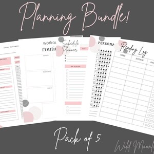 Planning 5-pack | Cute Pink Planning Pages | Digital Download | Wild ...