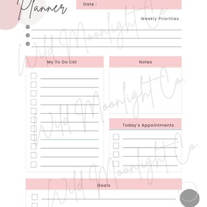Planning 5-pack | Cute Pink Planning Pages | Digital Download | Wild ...