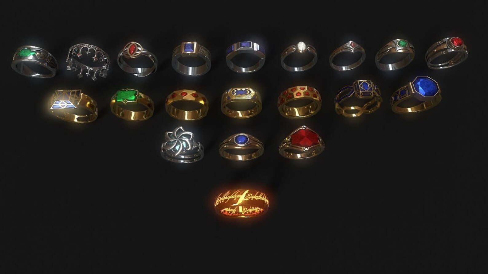 Rings Of Power 20 Rins From Lord Of The Rings Stl Files For 3d Etsy
