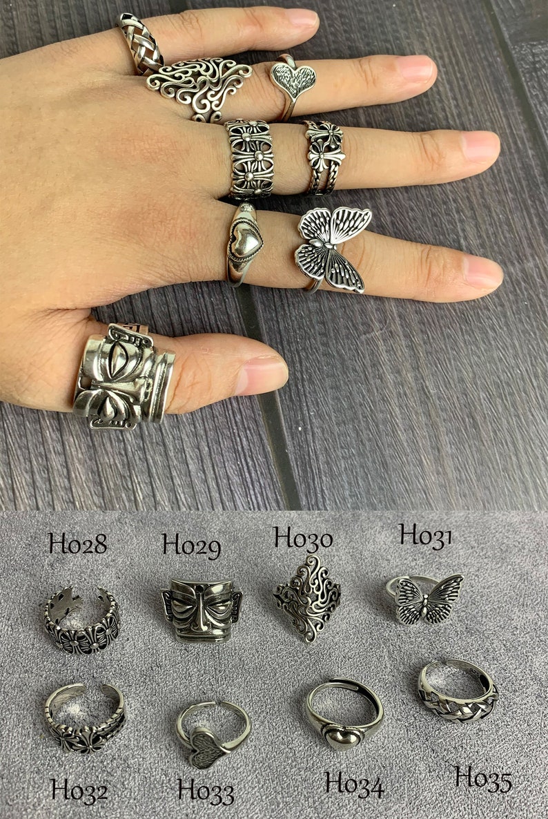 Multiple Styles Punk Ring Gothic Rings Boho Ring Adjustable - Etsy UK