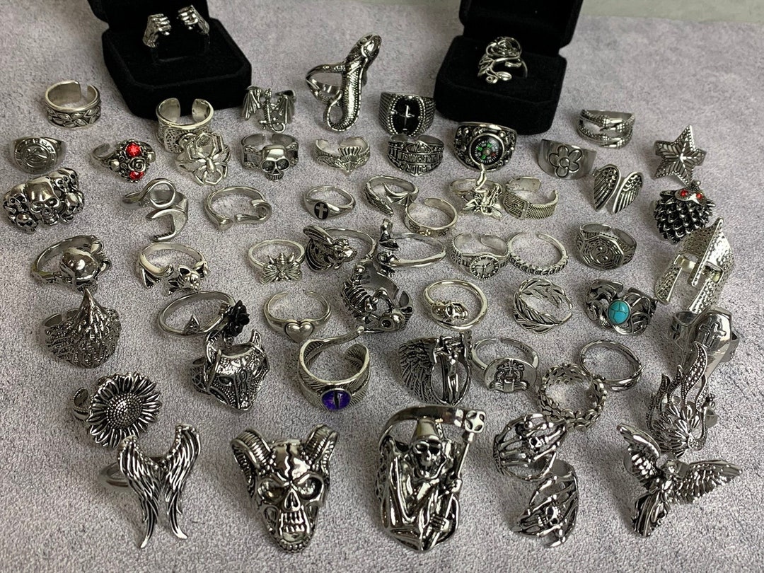 Men Punk Ring, Adjustable Chunky Ring, Gothic Rings, Boho Ring, Unisex ...