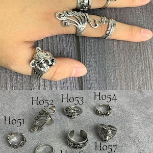 Multiple Styles Punk Ring, Gothic Rings, Boho Ring, Adjustable Chunky ...