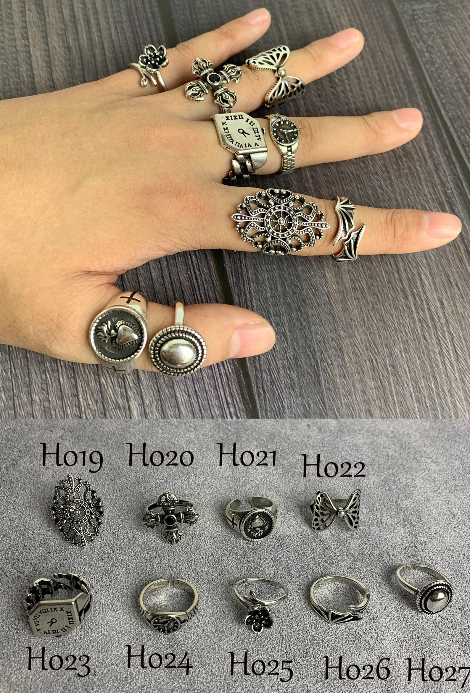 Multiple Styles Punk Ring Gothic Rings Boho Ring Adjustable - Etsy UK