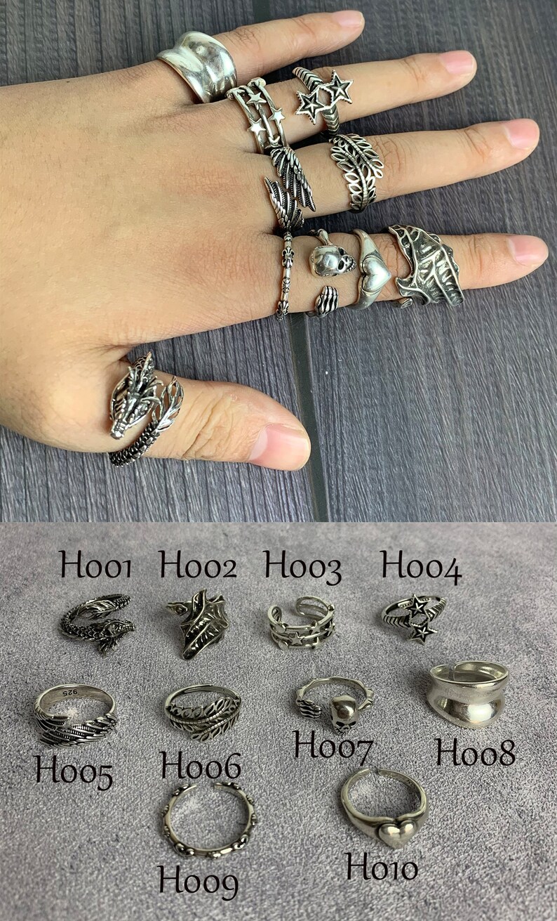 Multiple Styles Punk Ring Gothic Rings Boho Ring Adjustable - Etsy