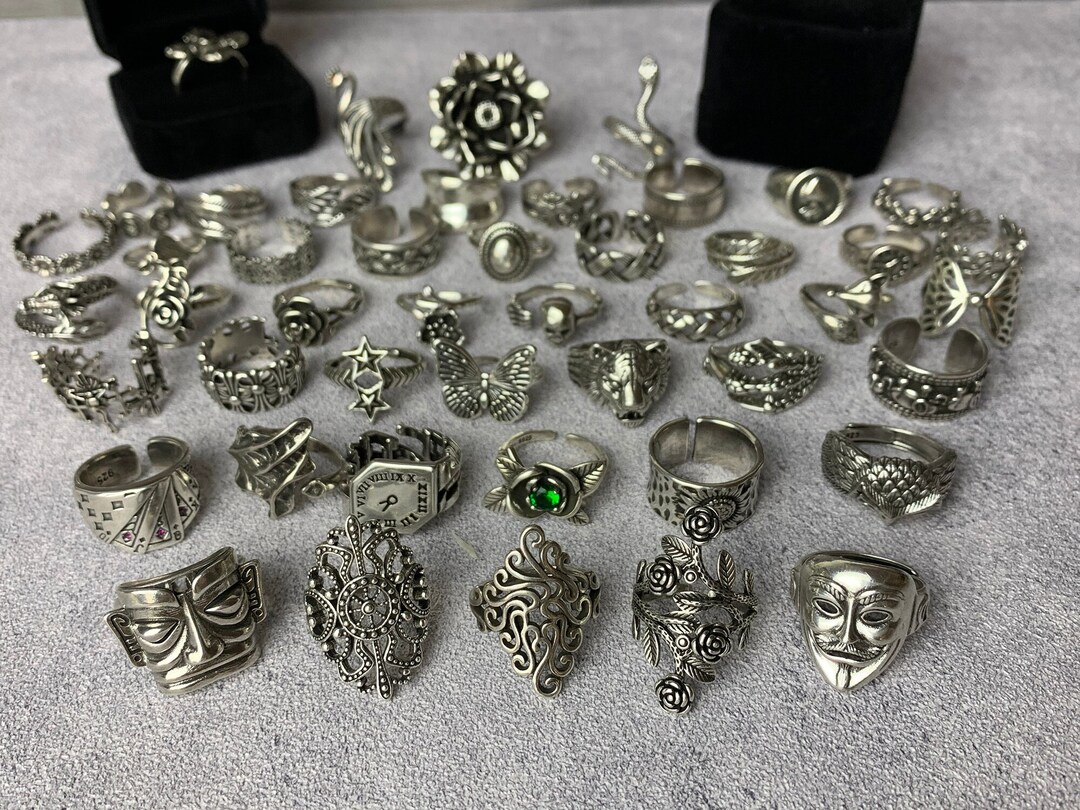 Multiple Styles Punk Ring, Gothic Rings, Boho Ring, Adjustable Chunky ...