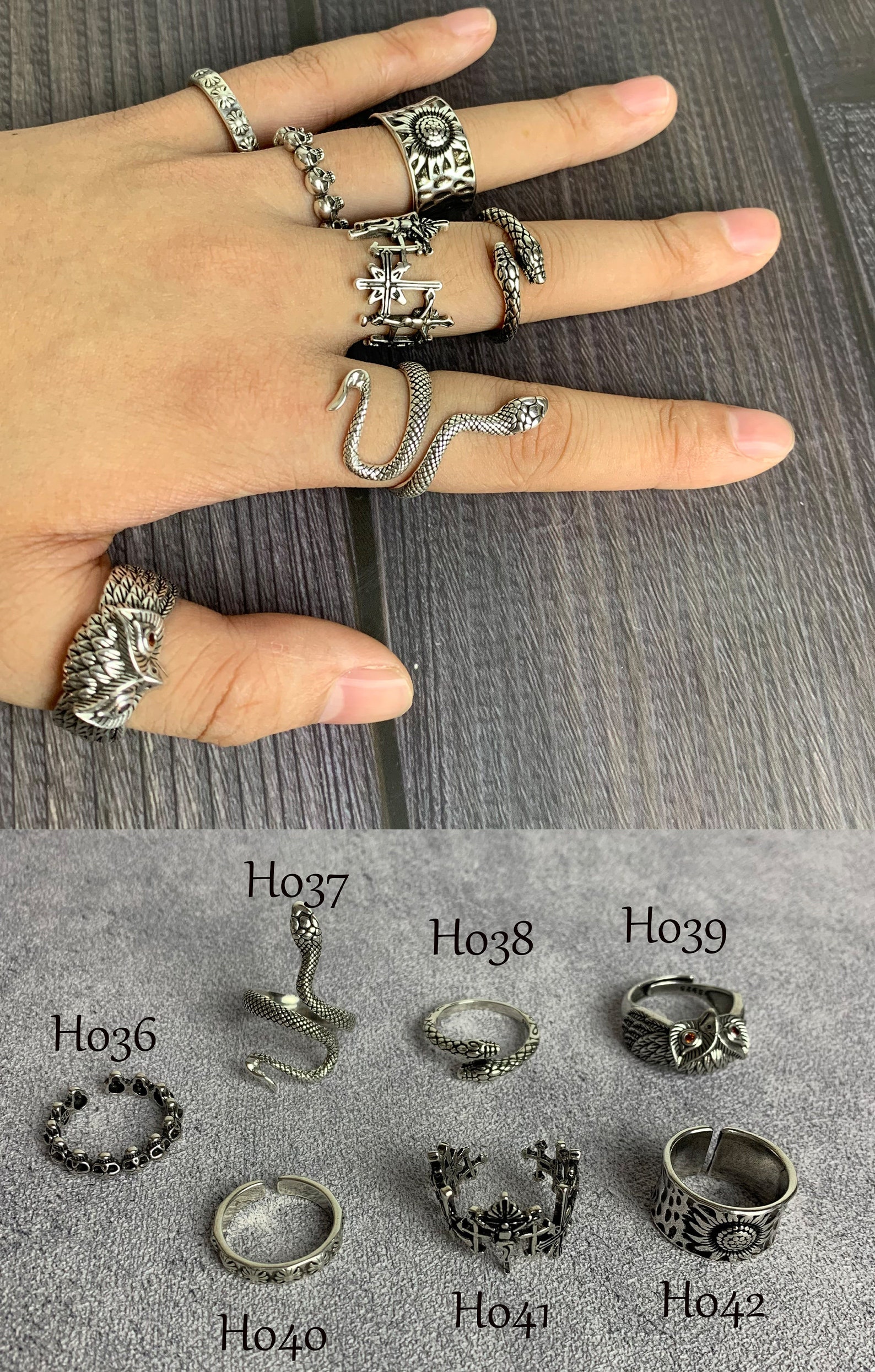 Multiple Styles Punk Ring Gothic Rings Boho Ring Adjustable - Etsy