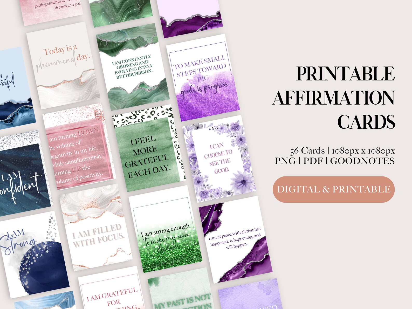 Rise & Grind Printable Affirmation Cards Goodnotes - Etsy