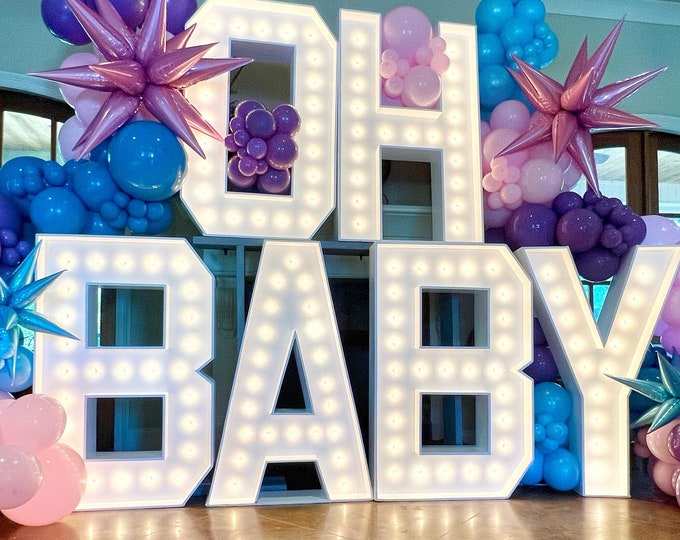 OH BABY Marquee Letters Bundle Bold 4ft Light up Letters Oh Baby ...