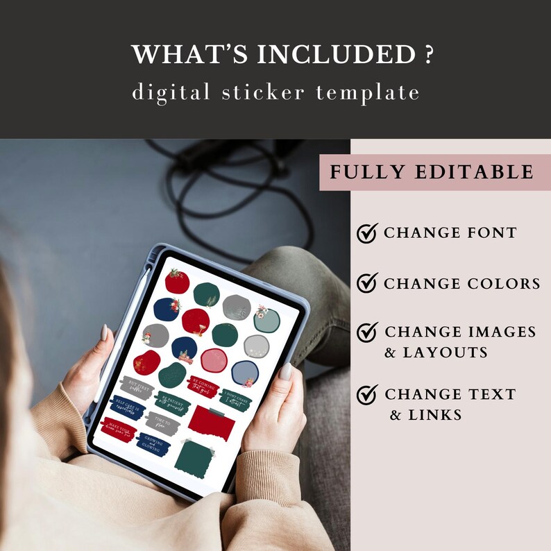 PLR Christmas Digital Sticker Commercial Use, Canva Editable MRR Pre ...