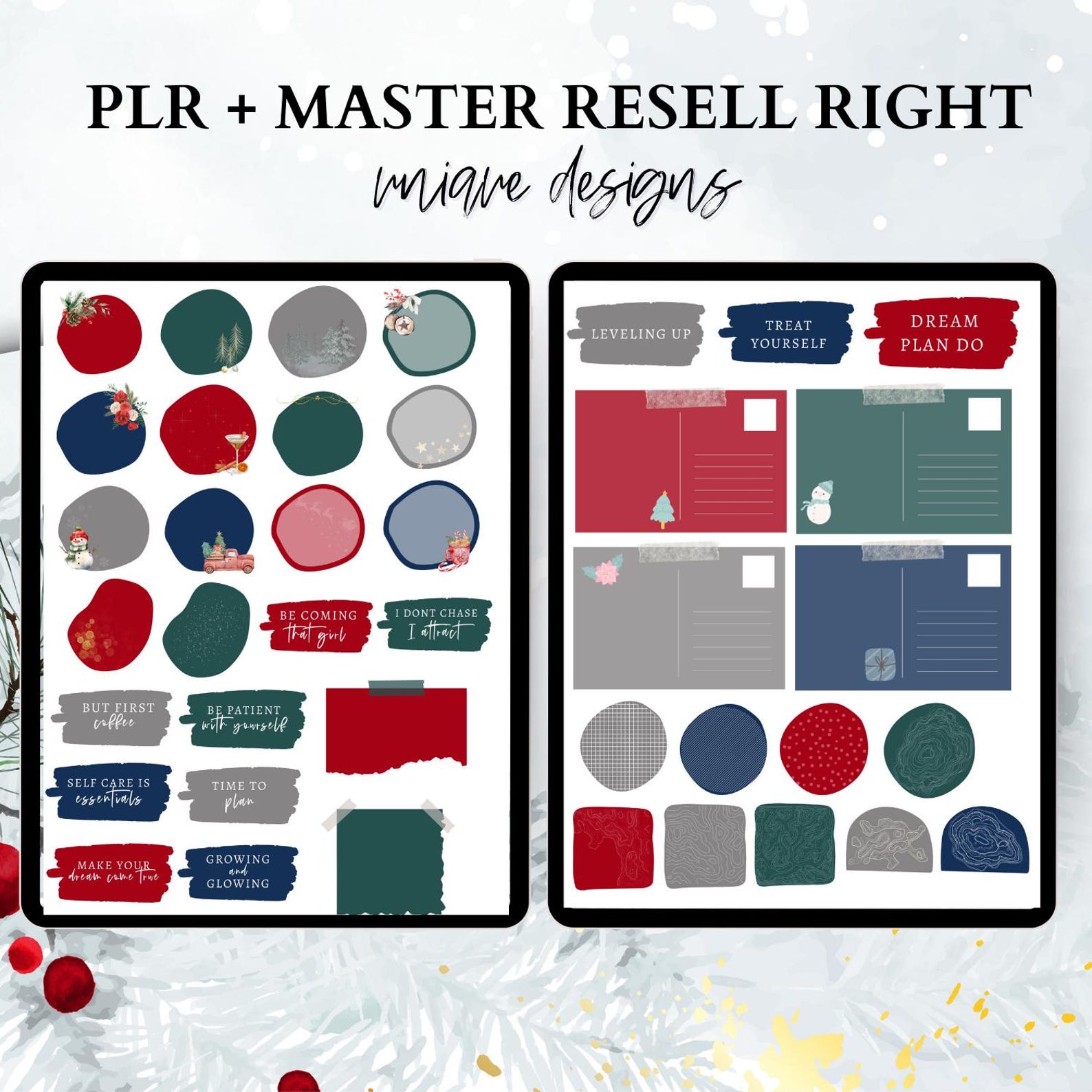 PLR Christmas Digital Sticker Commercial Use, Canva Editable MRR Pre ...