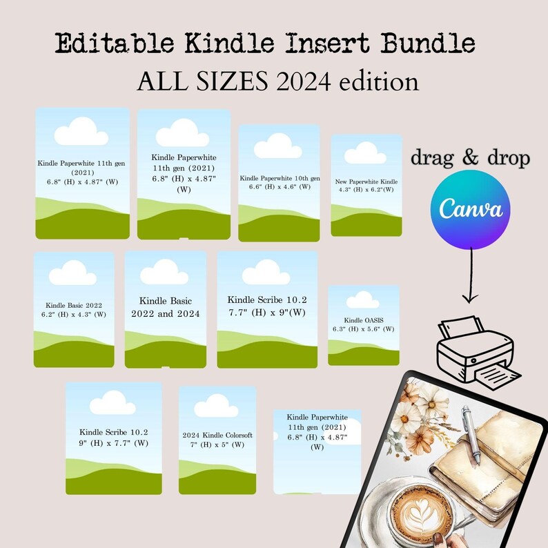 PLR MRR Kindle Insert Template, All Kindle Models Insert Sticker ...
