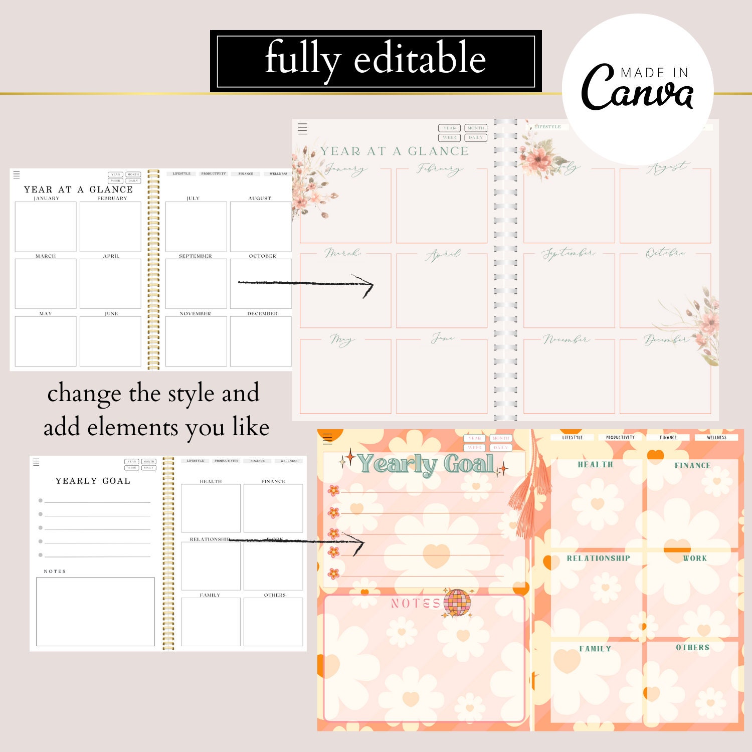 EDITABLE PLR Digital Planner, Resell Canva Digital Planner Template ...
