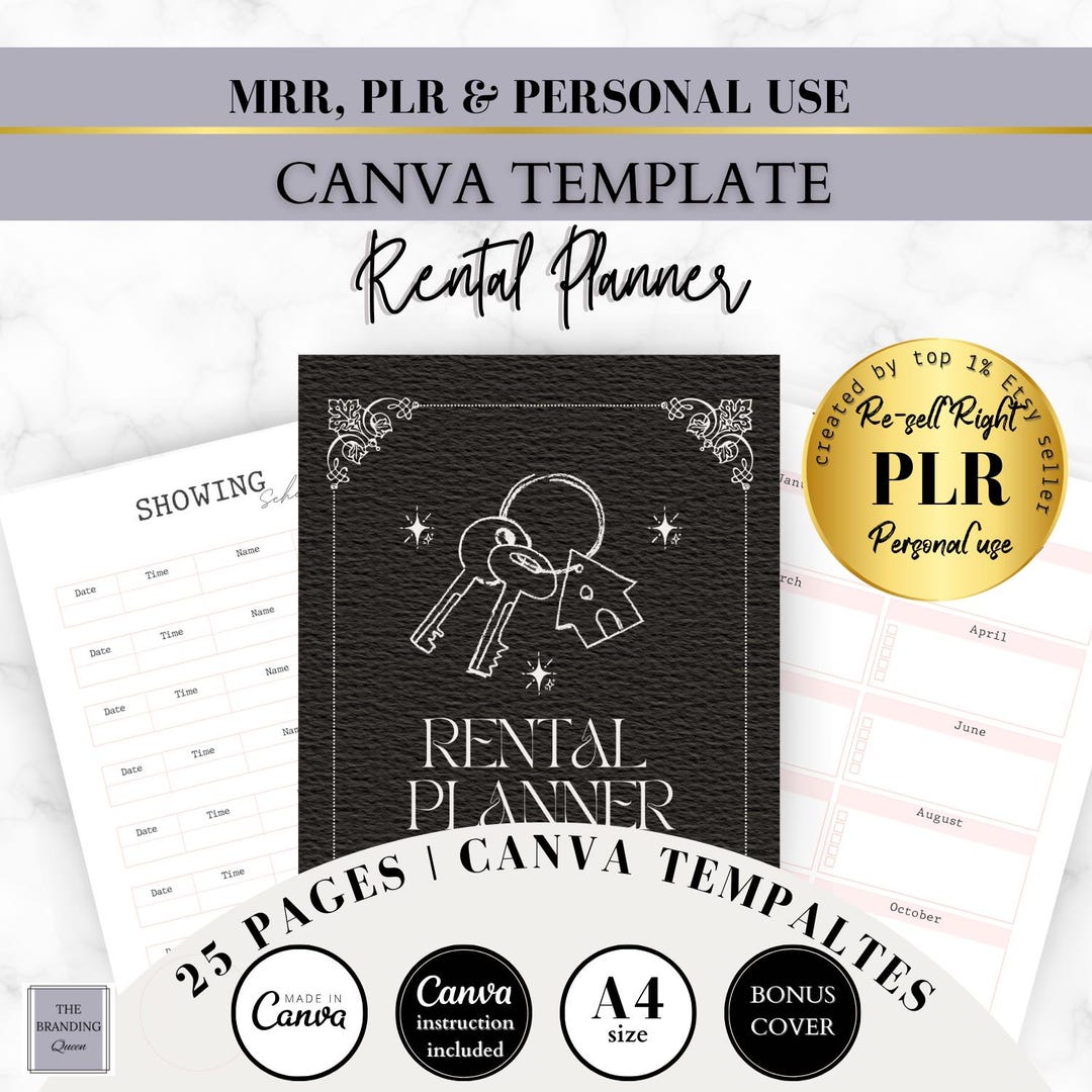 EDITABLE PLR MRR Rental Planner, Canva Planner Template Property ...