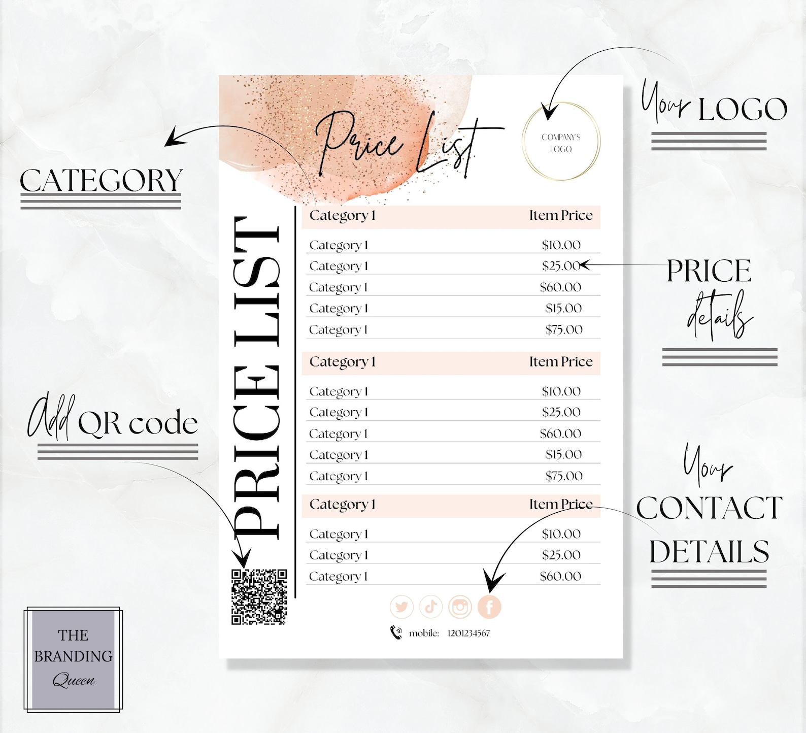 EDITABLE PRICE LIST Template, Printable Price List Template Canva ...